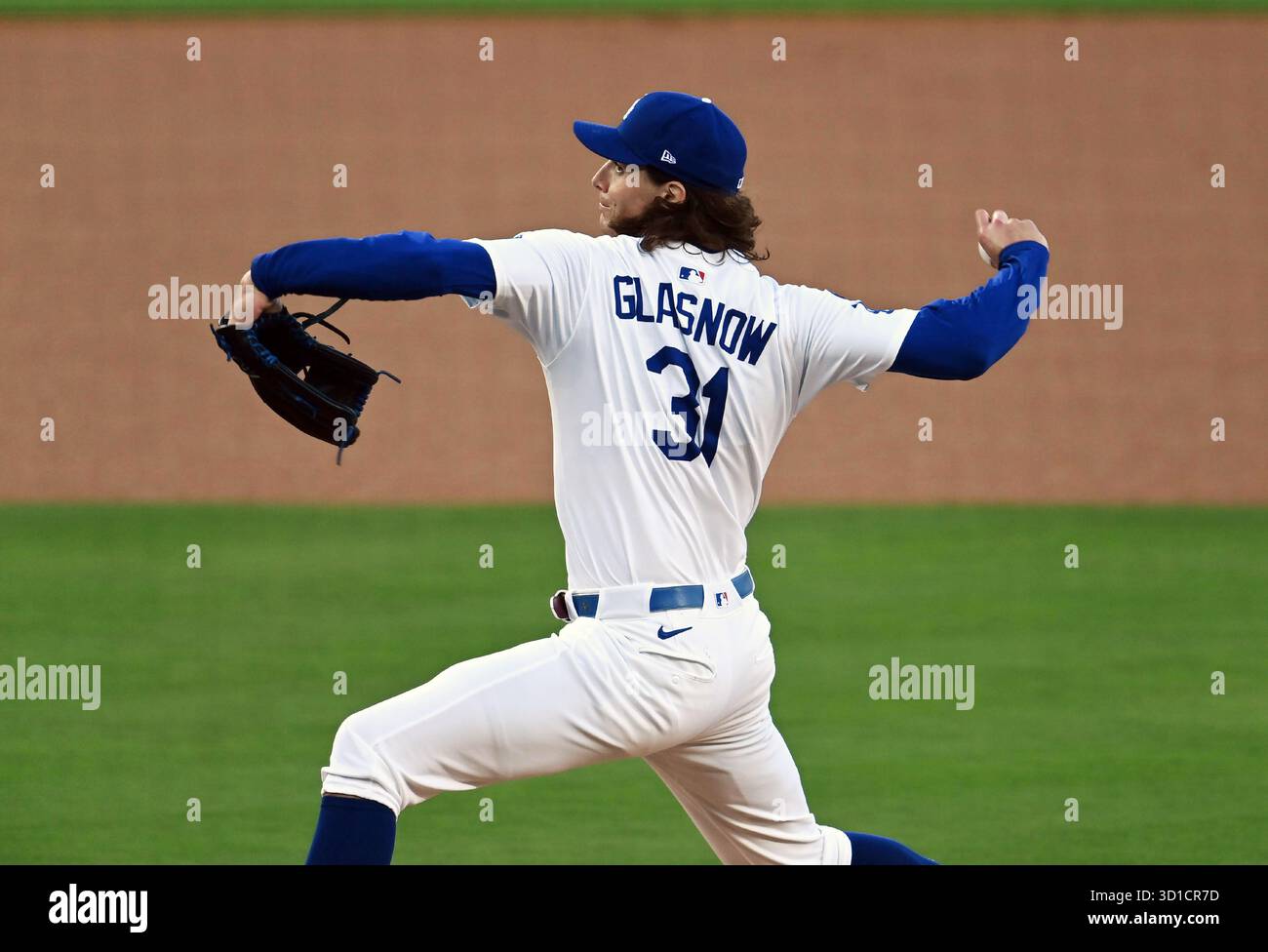 The Los Angeles Dodgers starting pitcher Tyler Glasnow pitches in the ...