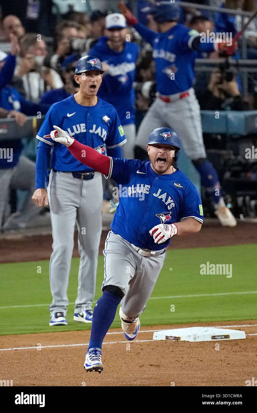 Toronto Blue Jays' Alejandro Kirk celebrates after hitting a three run ...