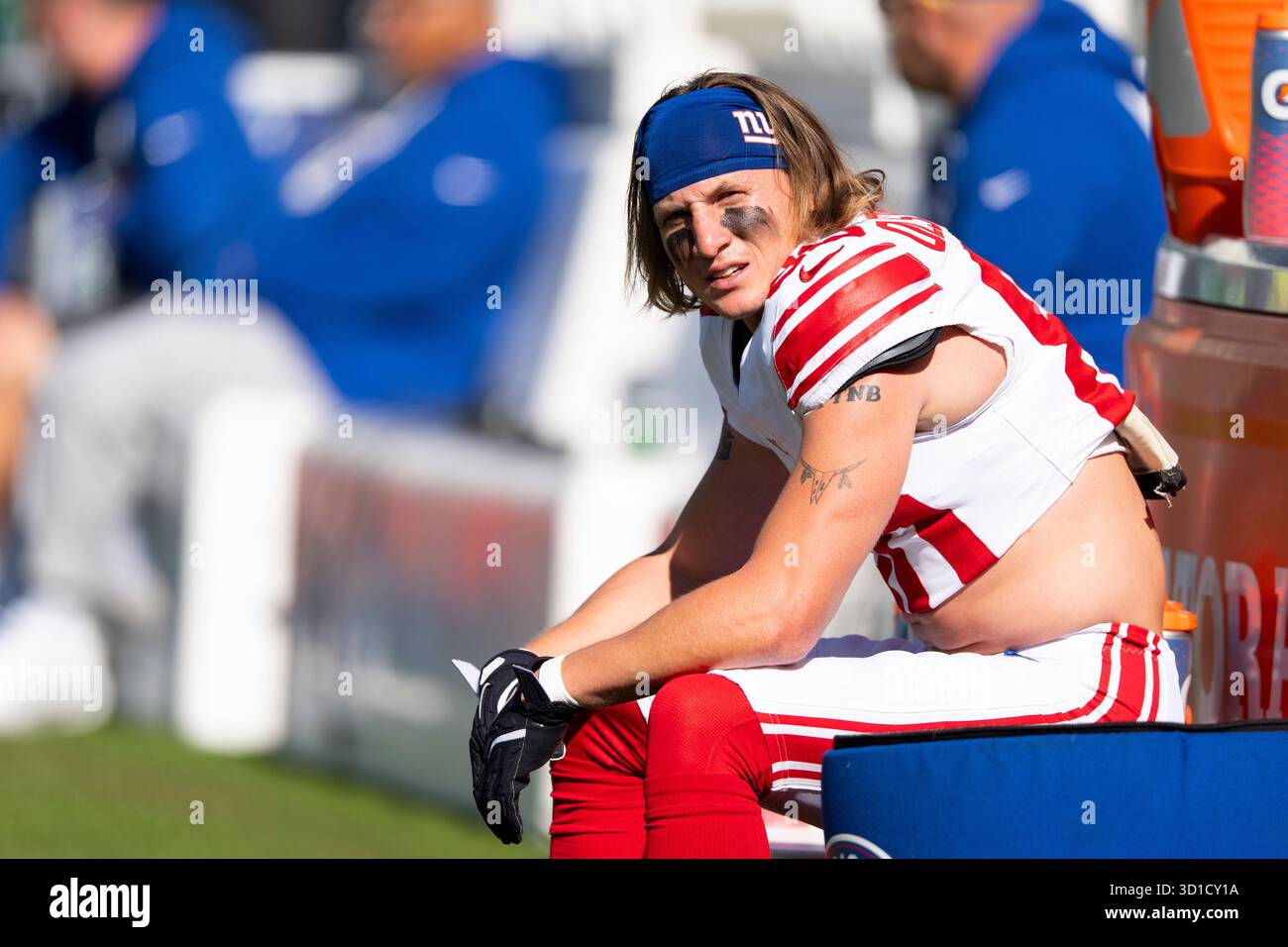 New York Giants wide receiver Gunner Olszewski looks on from the ...