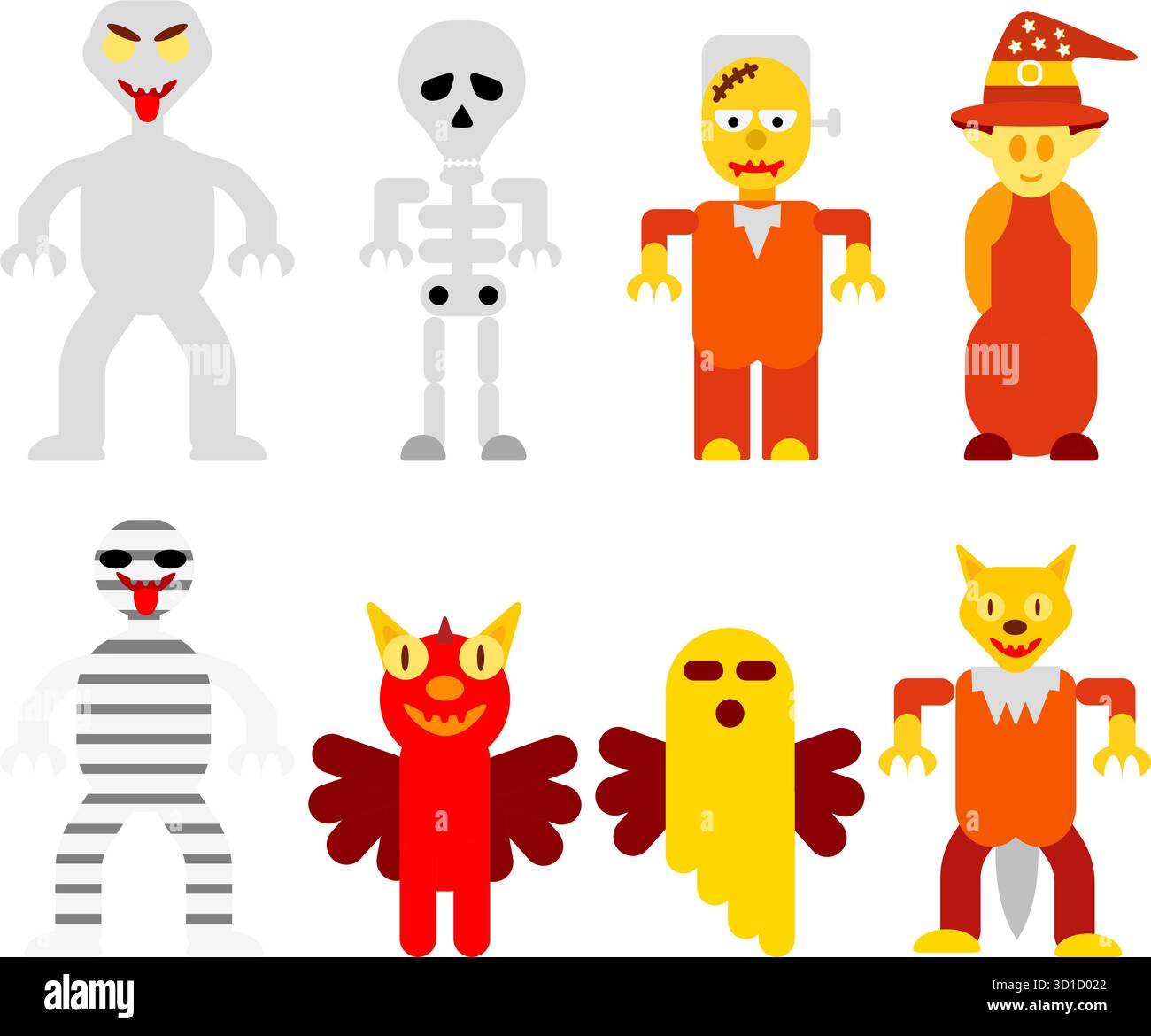 Flat halloween characters Stock Vector Images - Alamy