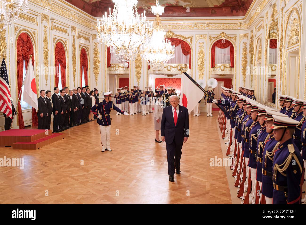 U.S. President Donald J. Trump, front, with Japan's Prime Minister ...