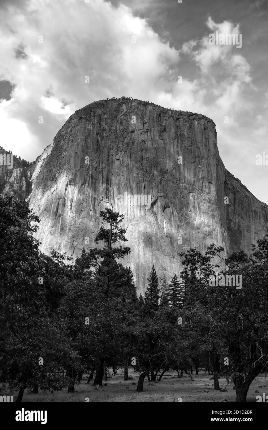 El Capitan in dappled sunlight in Yosemite Valley. Yosemite National ...
