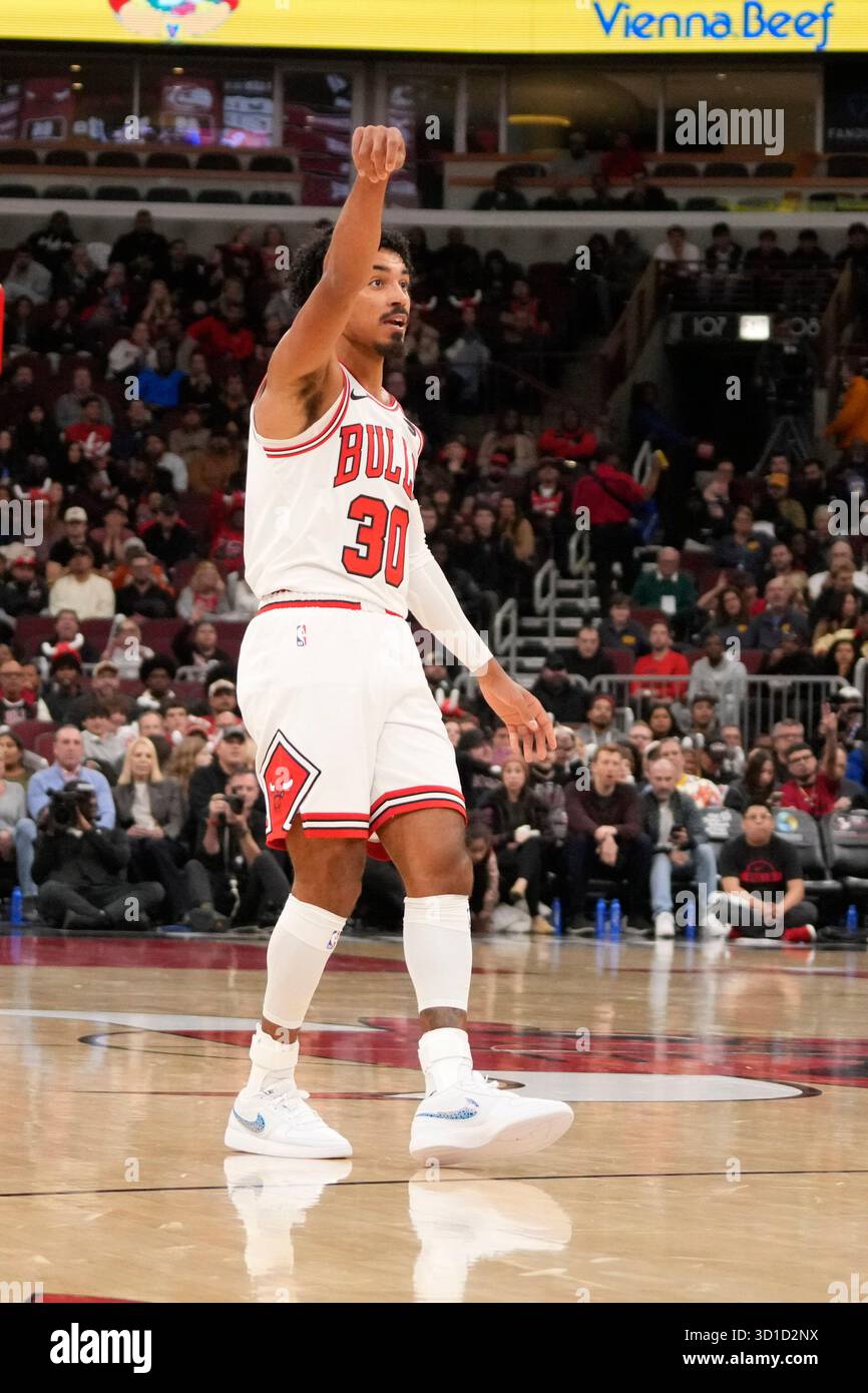 Chicago Bulls guard Tre Jones gestures after making a three-point ...