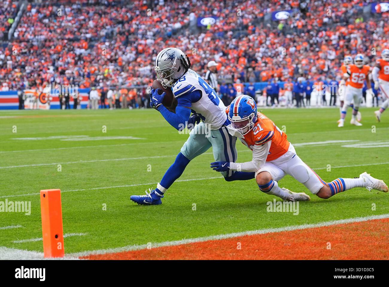 Dallas Cowboys wide receiver CeeDee Lamb (88) is tackled after catching ...