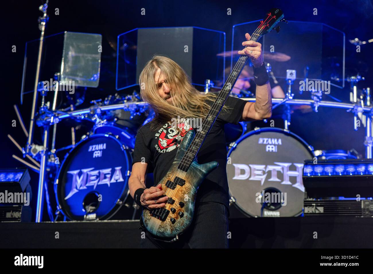 James LoMenzo of Megadeth seen playing live on stage. Megadeth played ...