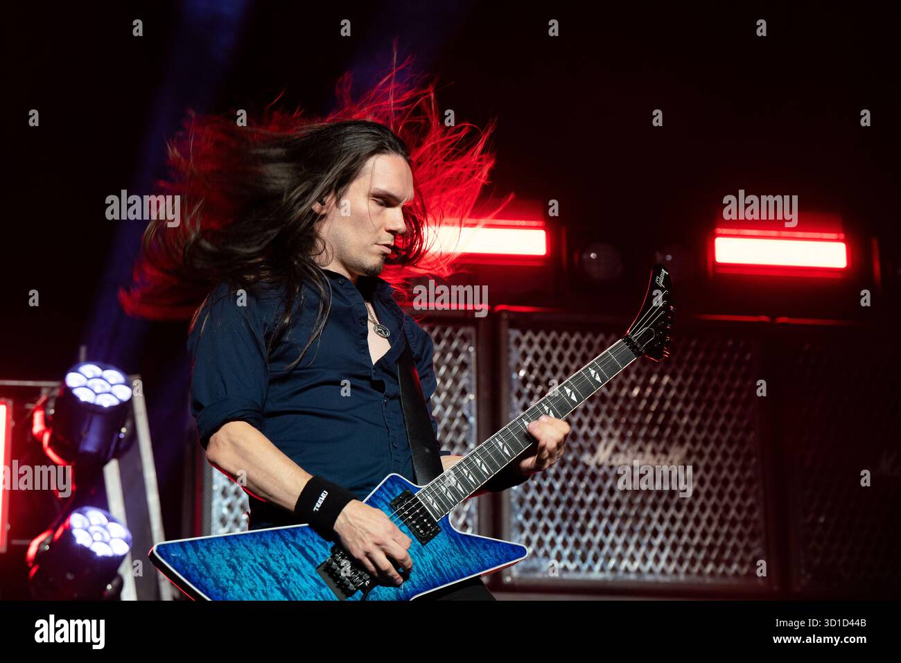 Teemu Mäntysaari of Megadeth seen performing live on stage. Megadeth ...