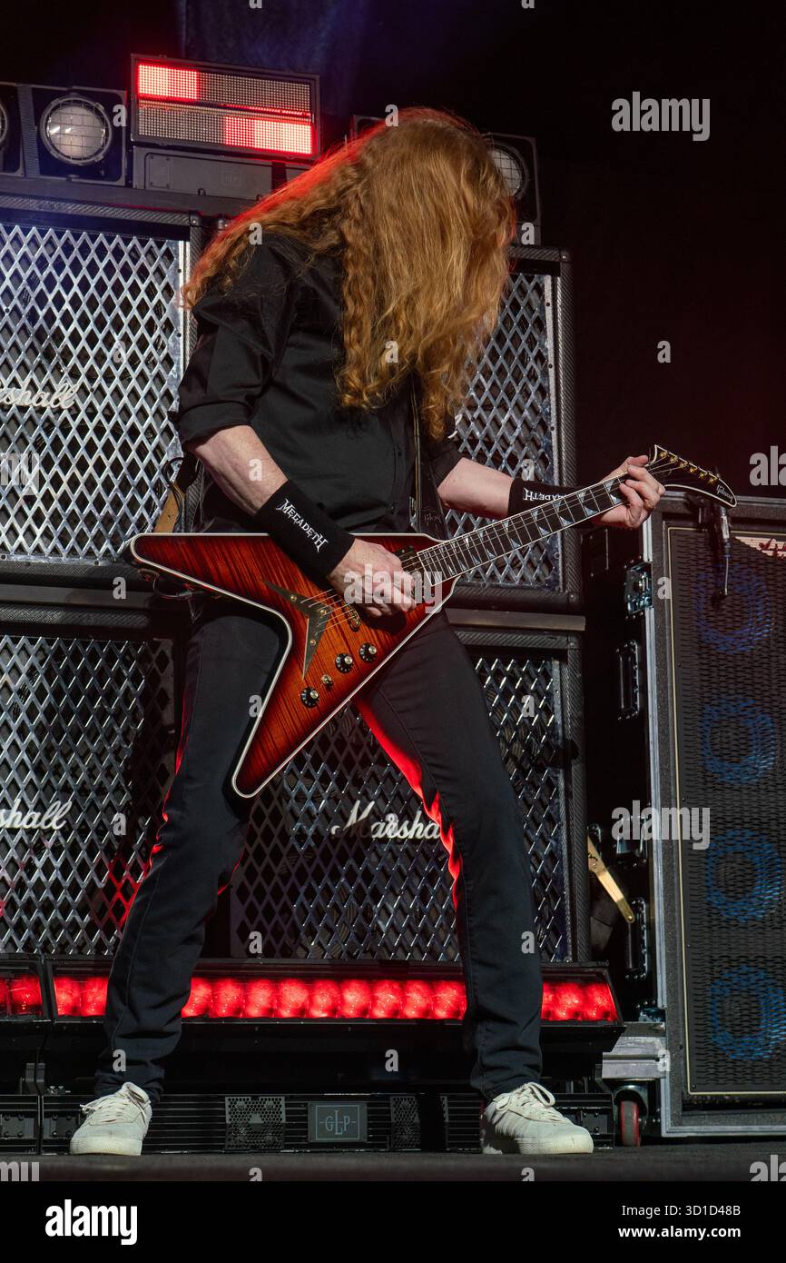 Dave Mustaine of Megadeth seen performing live on stage. Megadeth ...