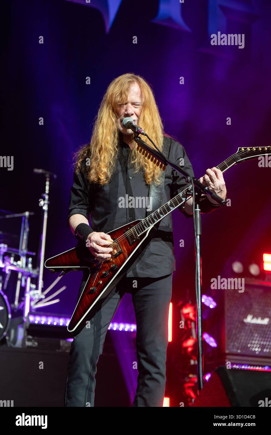 Dave Mustaine of Megadeth seen performing live on stage. Megadeth ...