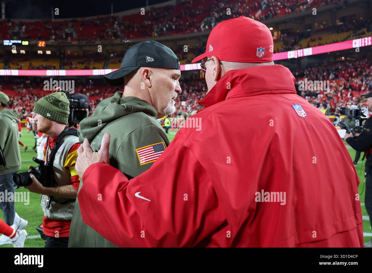 October 27, 2025: Washington Commanders head coach Dan Quinn, left, and ...