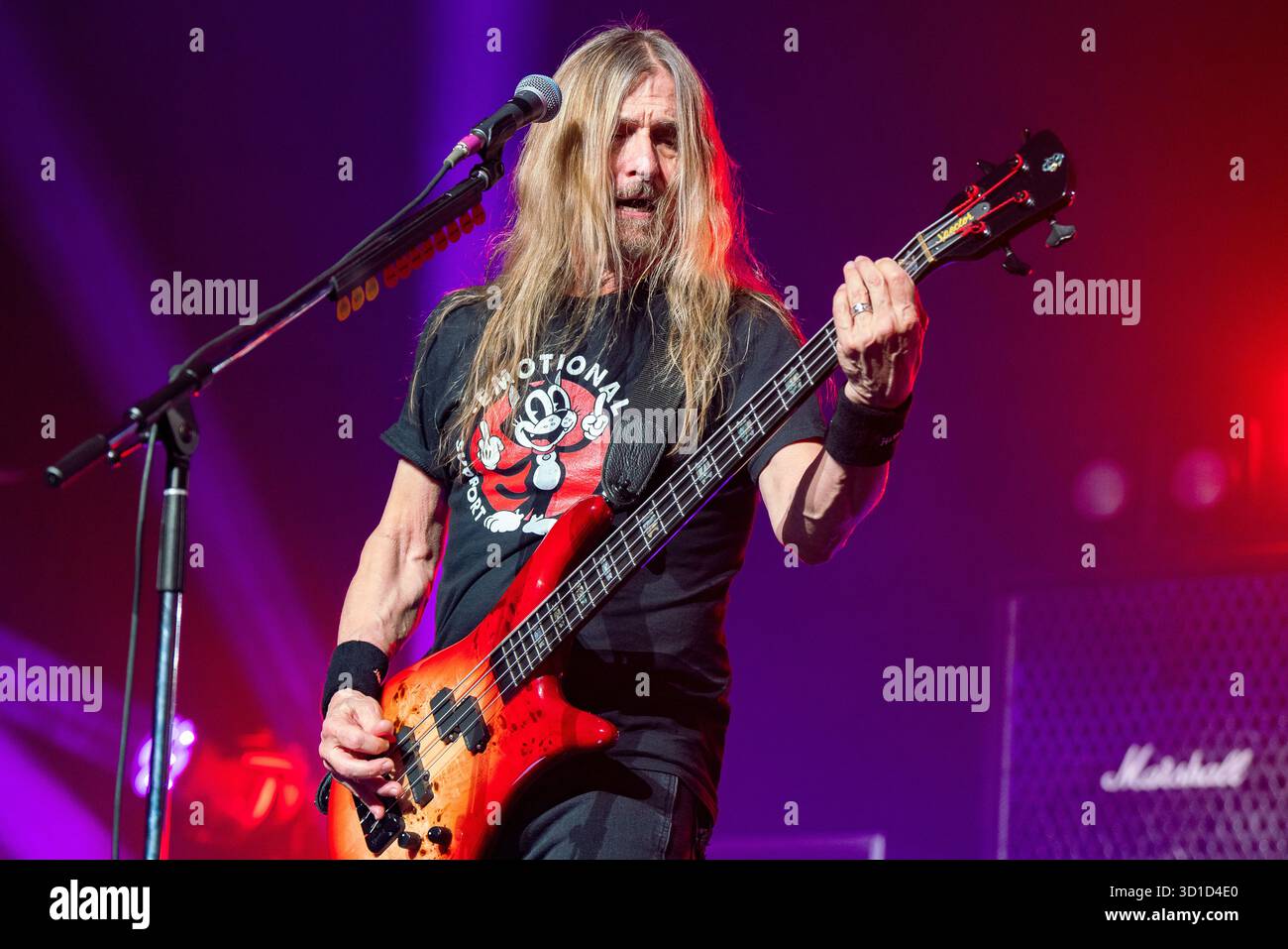 James LoMenzo of Megadeth seen playing live on stage. Megadeth played ...
