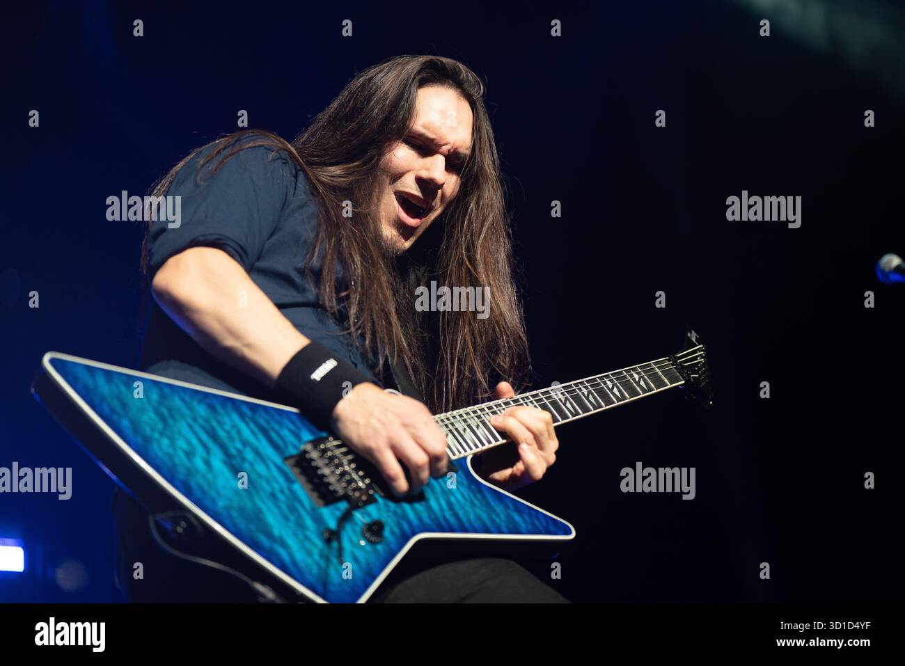 Teemu Mäntysaari of Megadeth seen performing live on stage. Megadeth ...