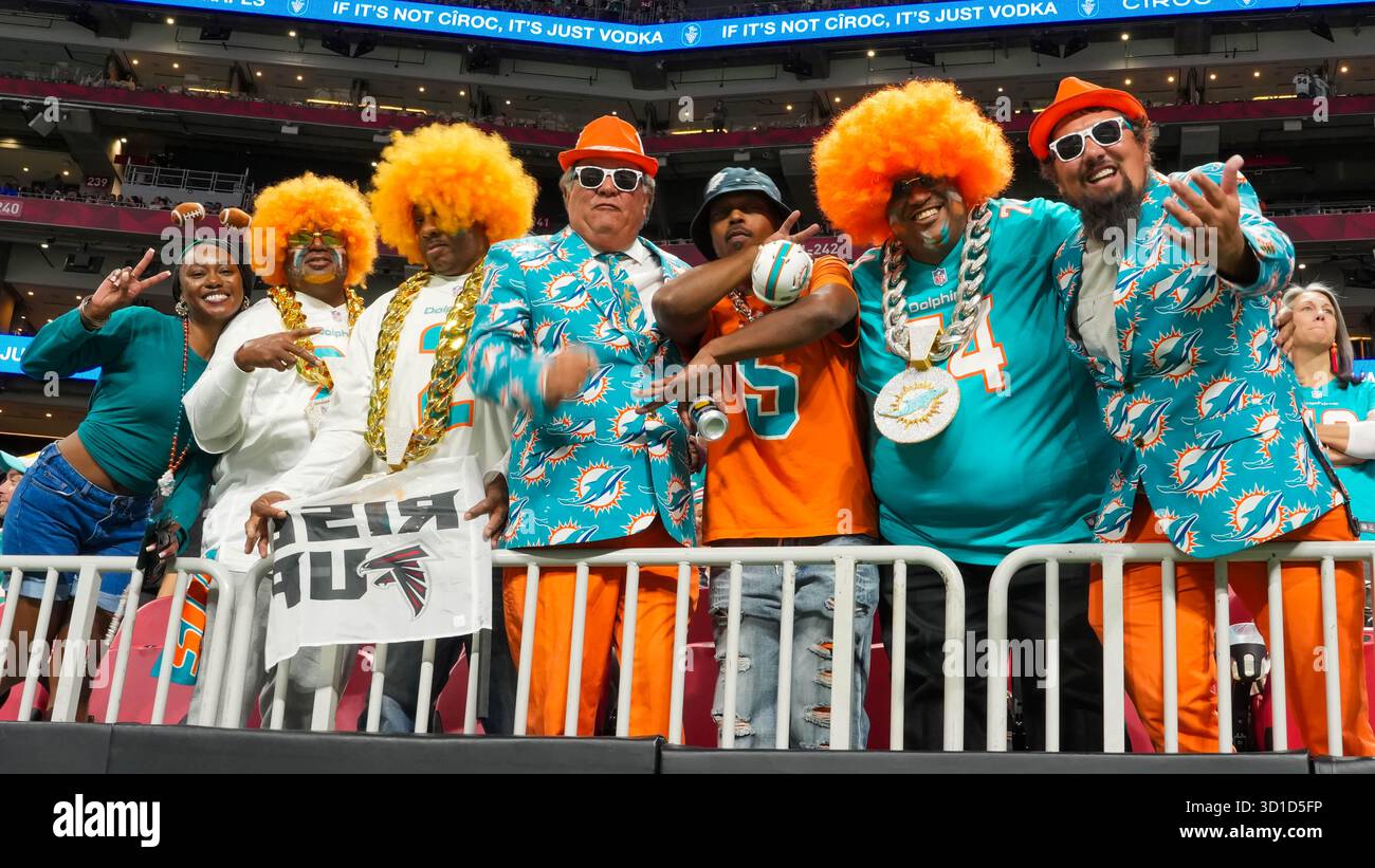 October 26, 2025, Atlanta, Georgia, USA: Miami Dolphins fans attend the ...