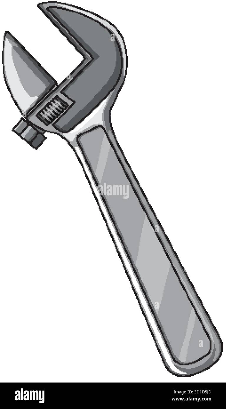 Detailed adjustable wrench vector, metallic color, isolated, clean ...