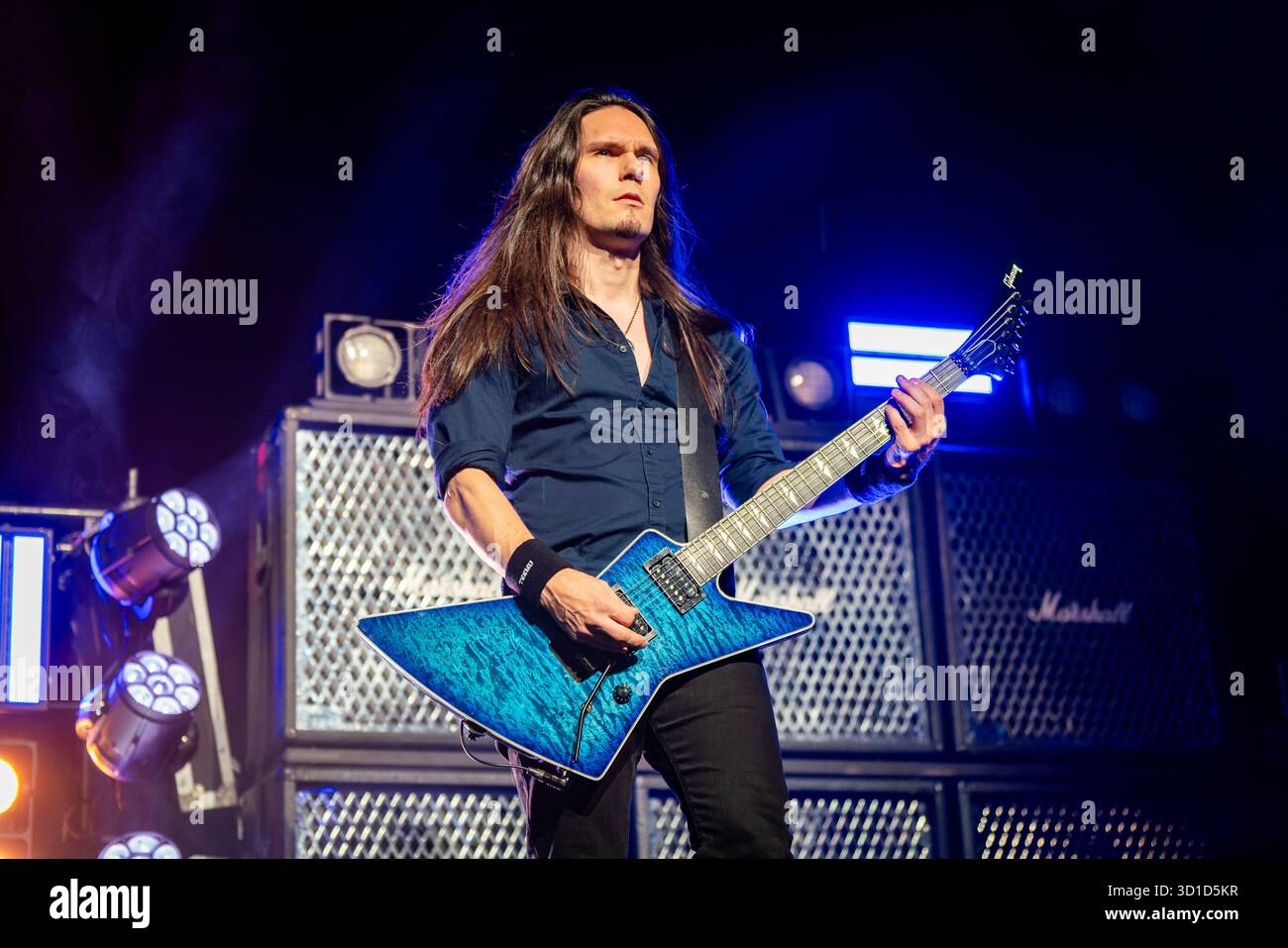 Teemu Mäntysaari of Megadeth seen performing live on stage. Megadeth ...