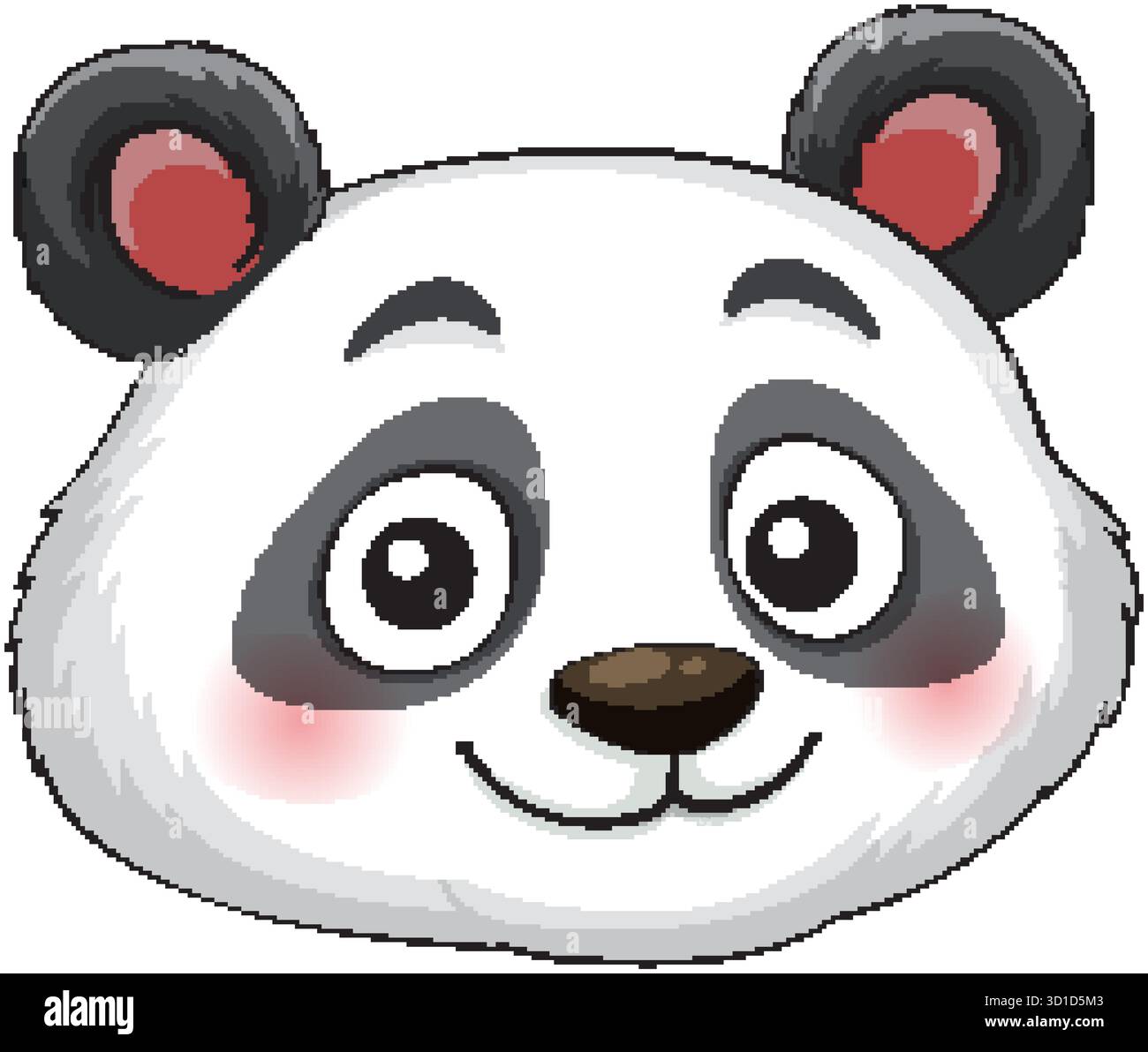 Cute panda head illustration with large eyes, rounded ears, soft ...