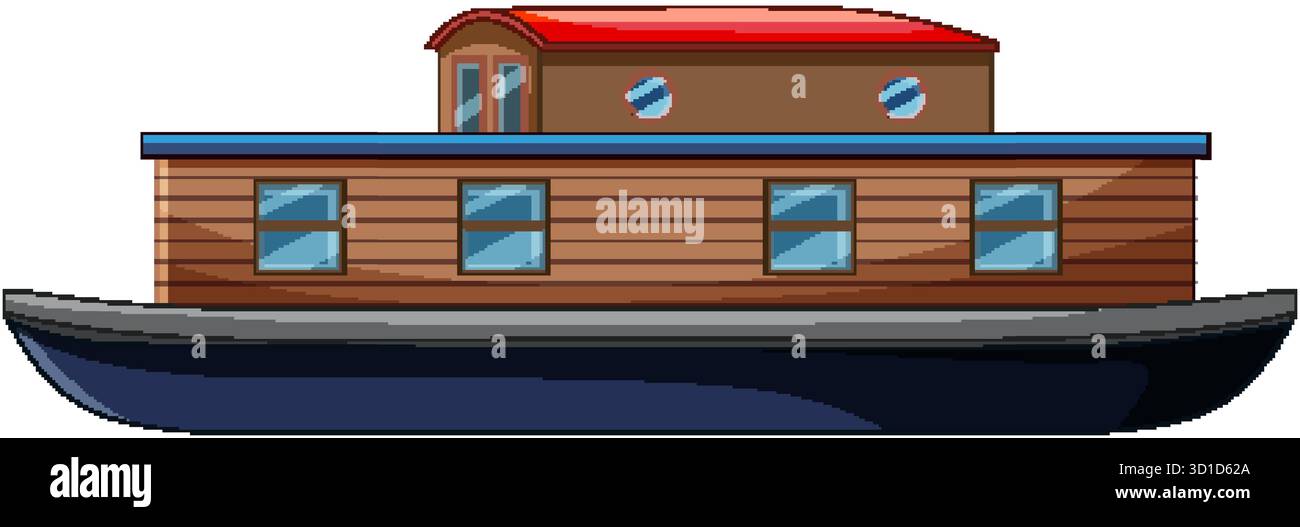 Blue wooden houseboat Stock Vector Images - Alamy