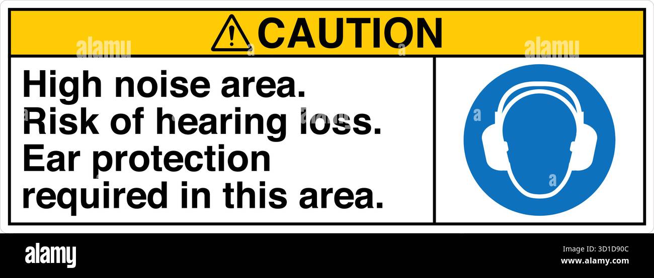 Safety Sign – Ear Protectors Must Be Worn indicates mandatory hearing ...