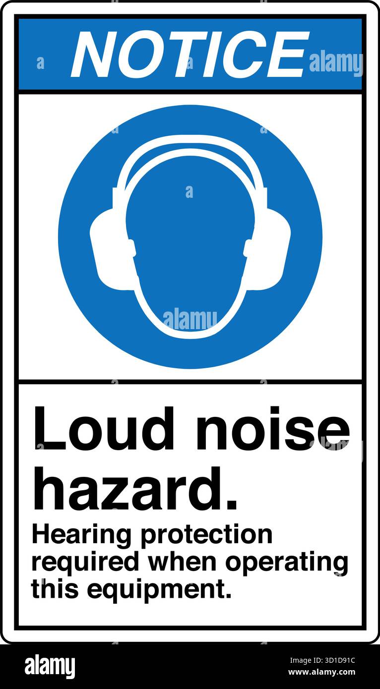 Safety Sign – Ear Protectors Must Be Worn indicates mandatory hearing ...