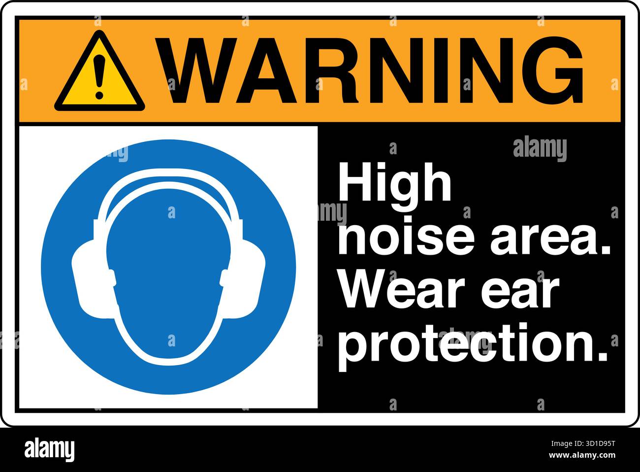 Safety Sign – Ear Protectors Must Be Worn indicates mandatory hearing ...