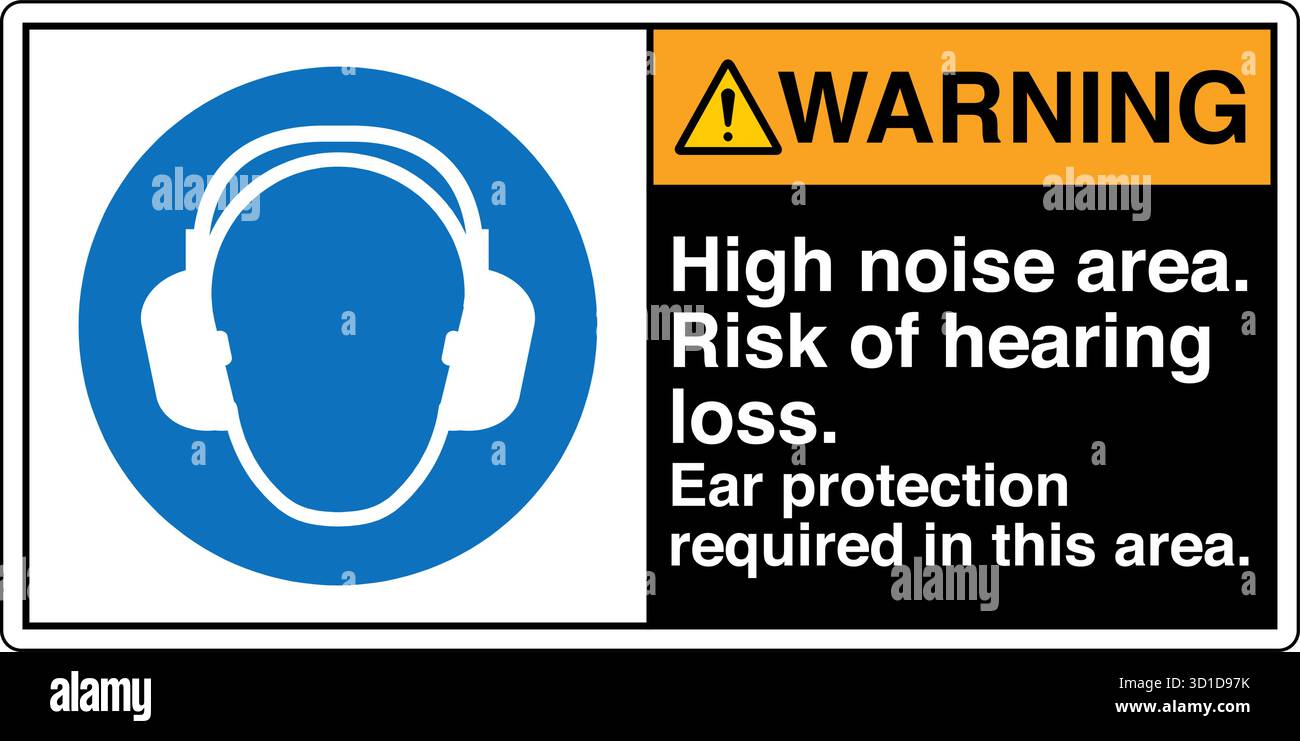 Safety Sign – Ear Protectors Must Be Worn indicates mandatory hearing ...