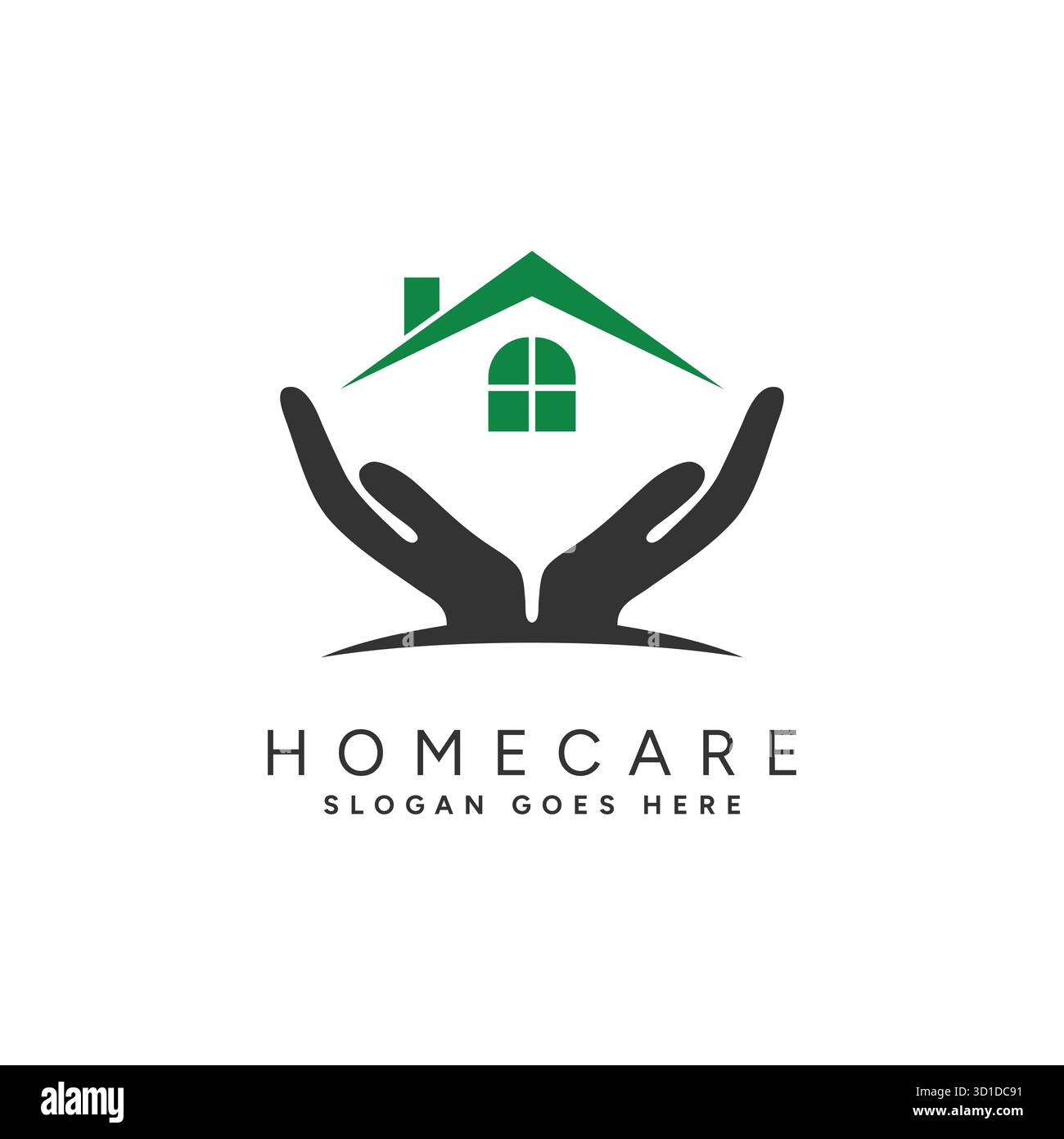 Home Care Logo Design With Hand and House Roof Icon Stock Vector Image ...