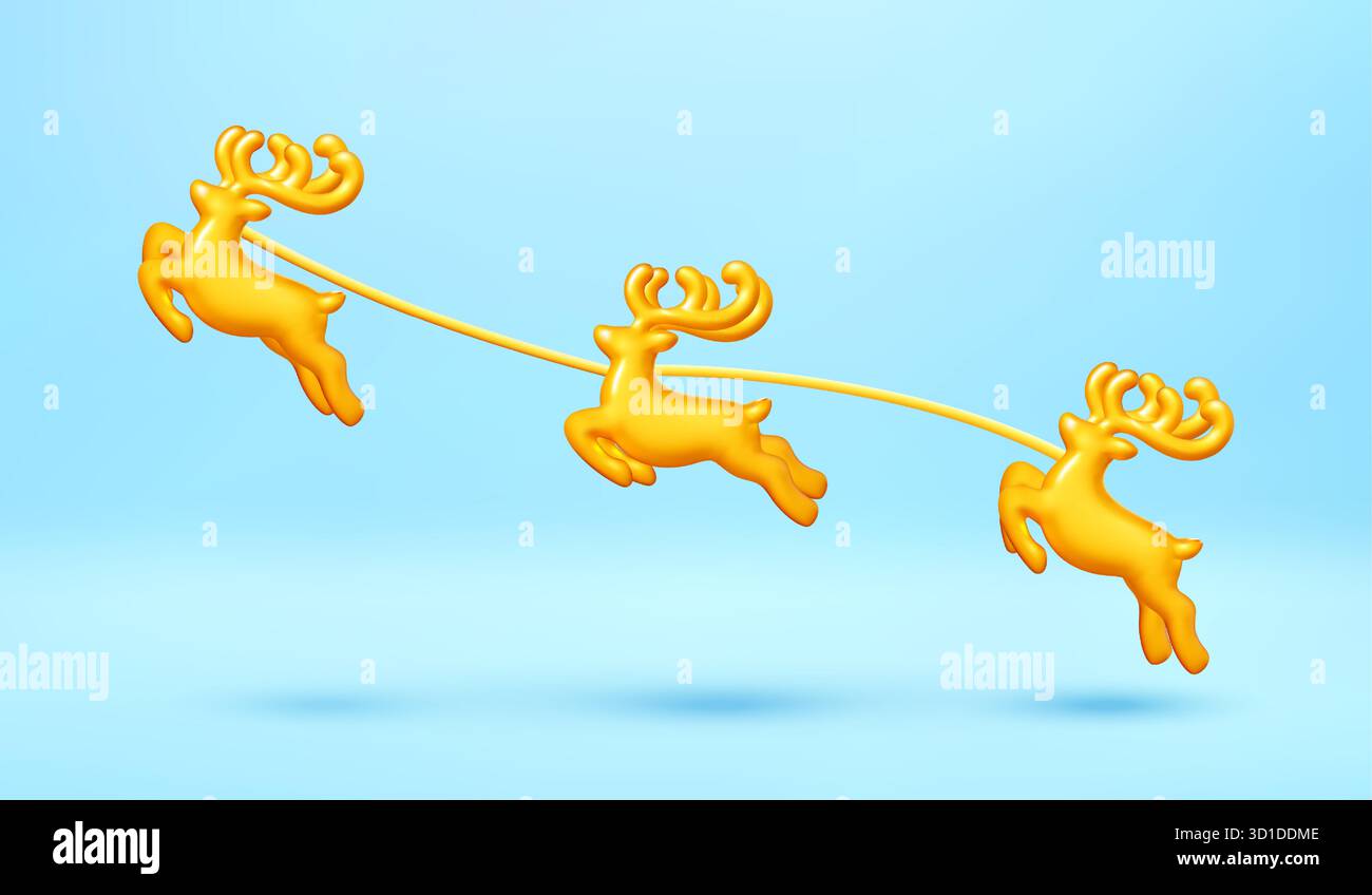 Three golden reindeer flying Stock Vector Image & Art - Alamy