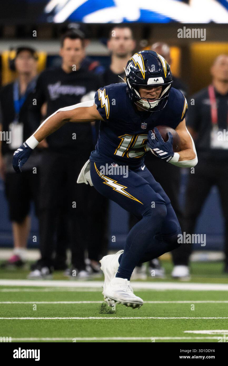 Los Angeles Chargers wide receiver Ladd McConkey (15) runs with the ...