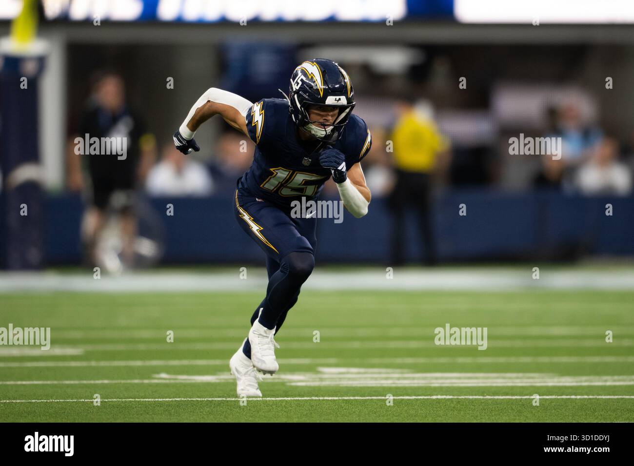 Los Angeles Chargers wide receiver Ladd McConkey (15) runs during an ...