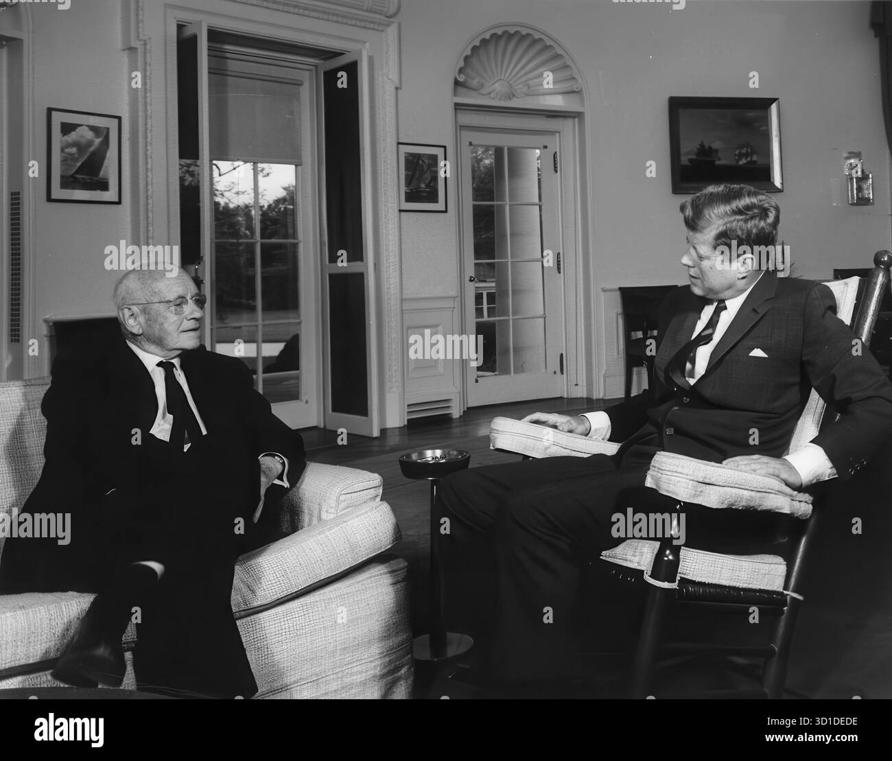 President John F. Kennedy (in rocking chair) meets with former Governor ...