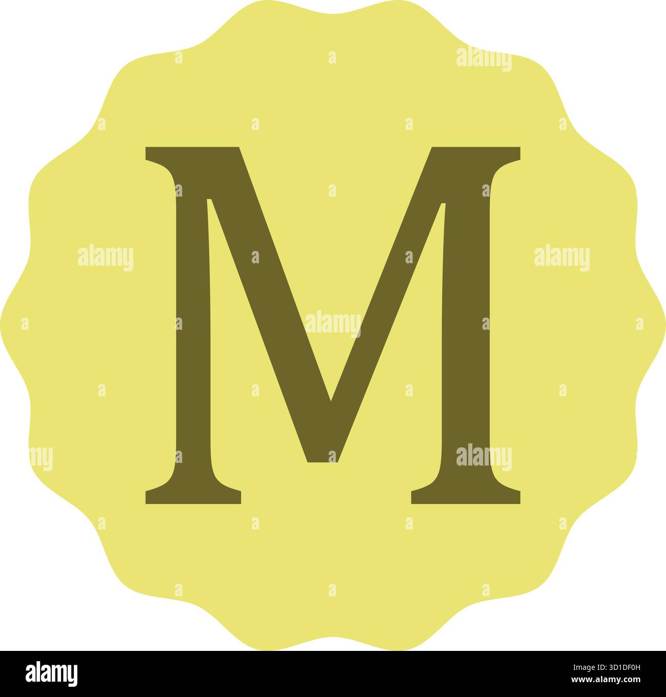 Brown Letter M Vector Design Inside Yellow Badge Shape Isolated on ...