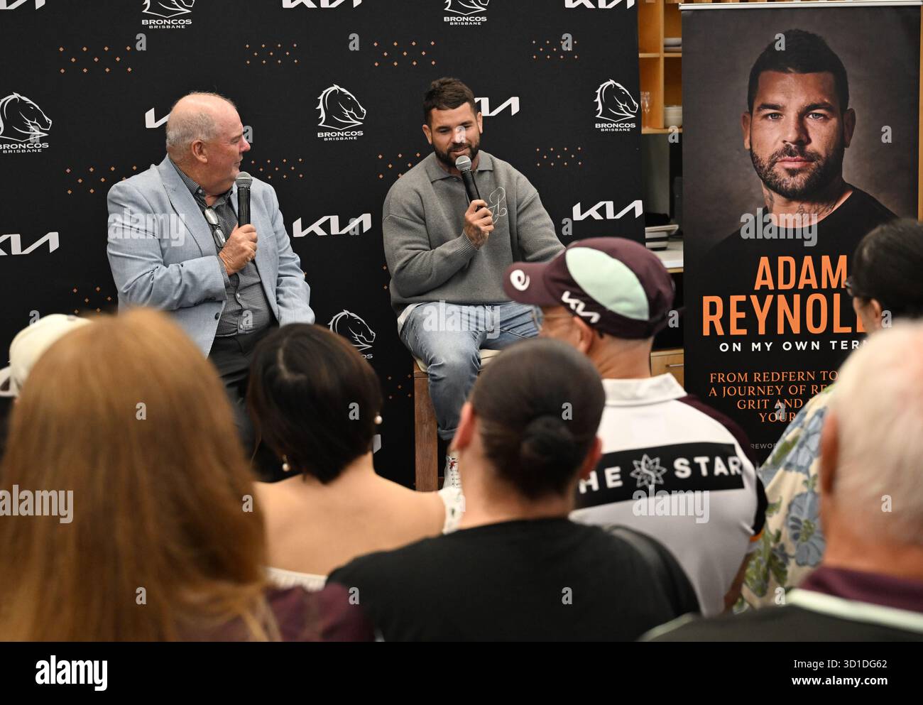 Steve Gillis (left) and Brisbane Broncos Captain Adam Reynolds (right ...