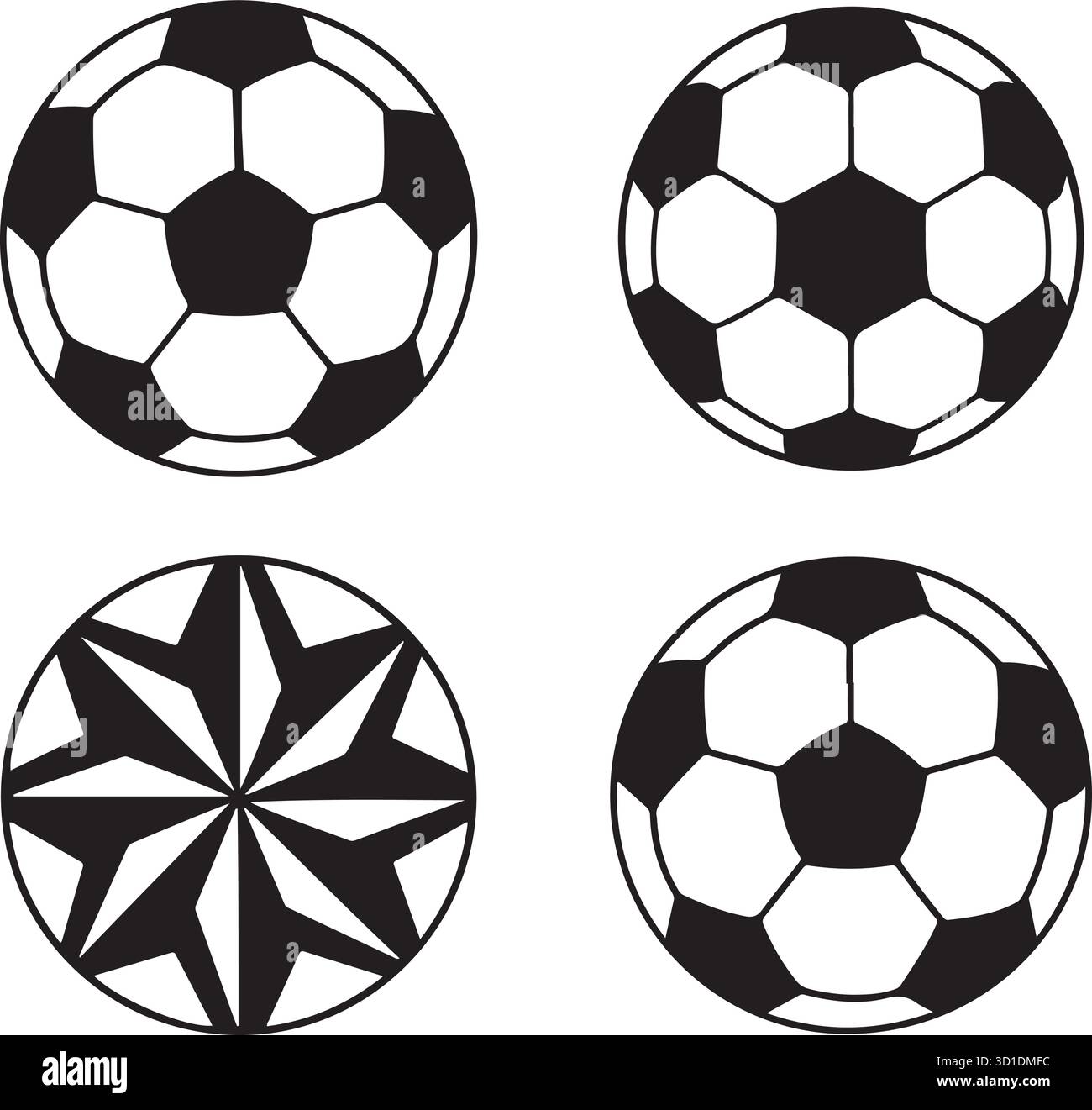 Soccer Ball Icon Set. Classic and Modern Black & White Designs Stock ...