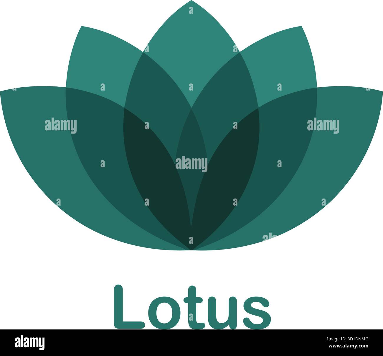 Green Lotus Flower Vector – Minimalist Petal Icon with Text for ...