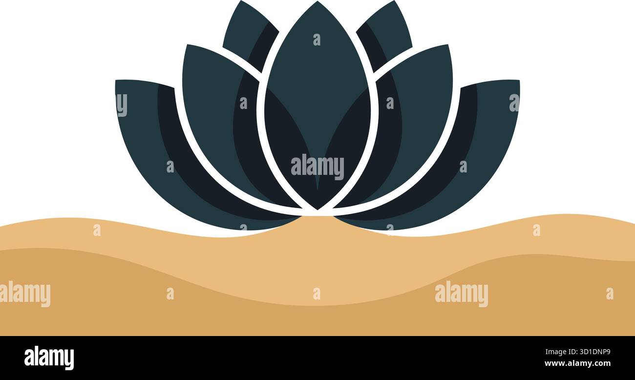 Lotus Flower Over Sand Vector – Stylized Spiritual Icon with Earthy ...