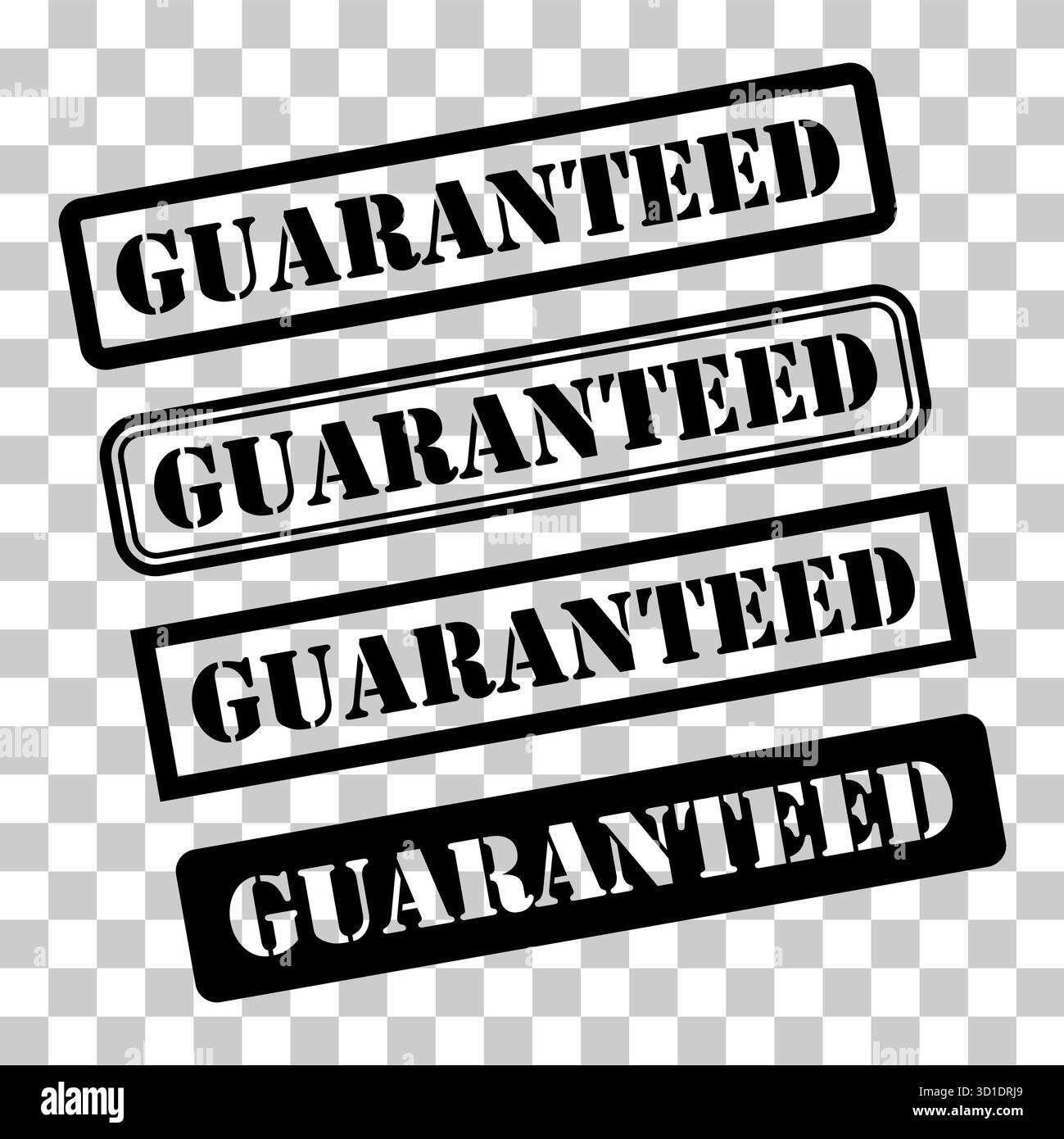 Set of Guaranteed stamp symbol, label sticker sign button, text banner ...