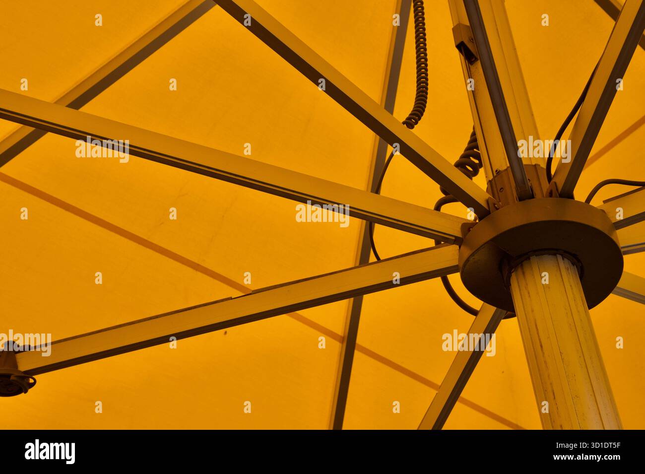 Parasol: the interior mechanism of a giant parasol illuminated with the ...