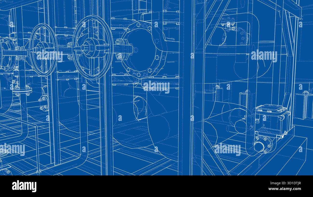 Complex industrial piping blueprint hi-res stock photography and images ...