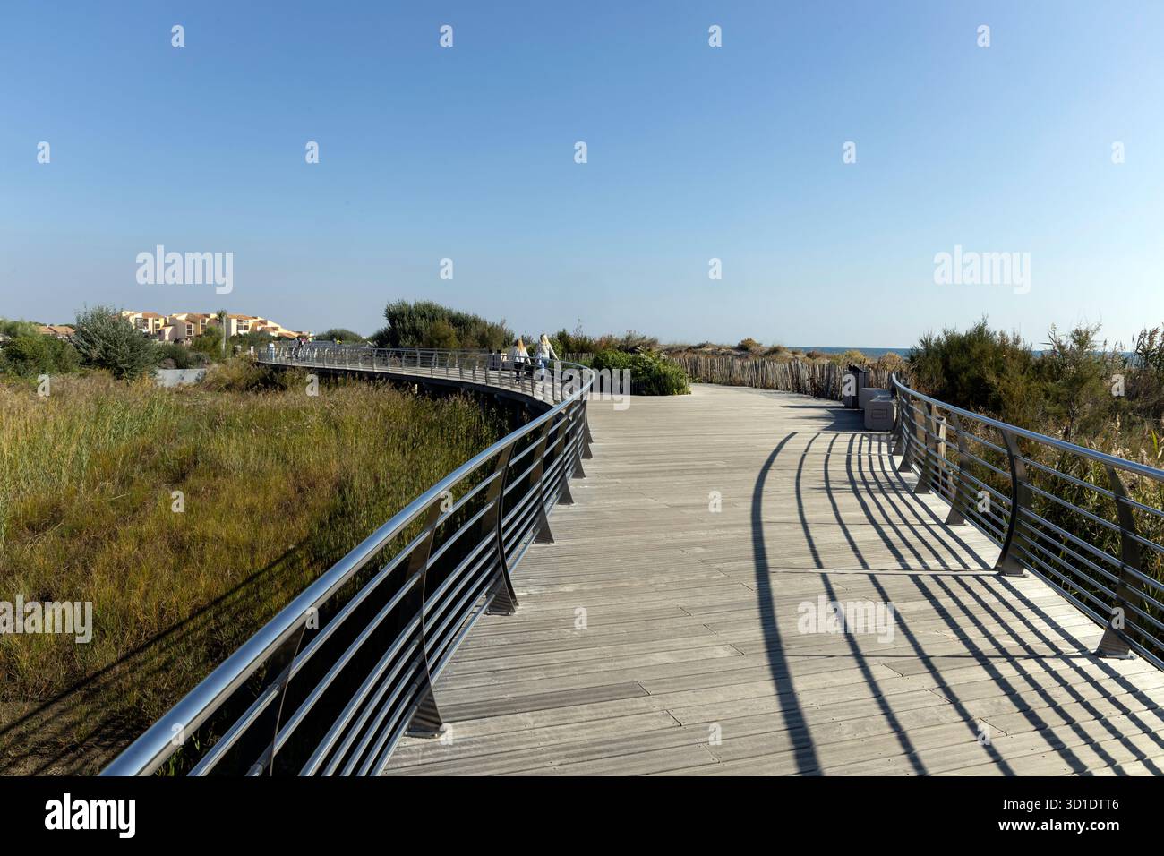 New walkway at St Pierre de la Mer, Aude department, France Stock Photo ...