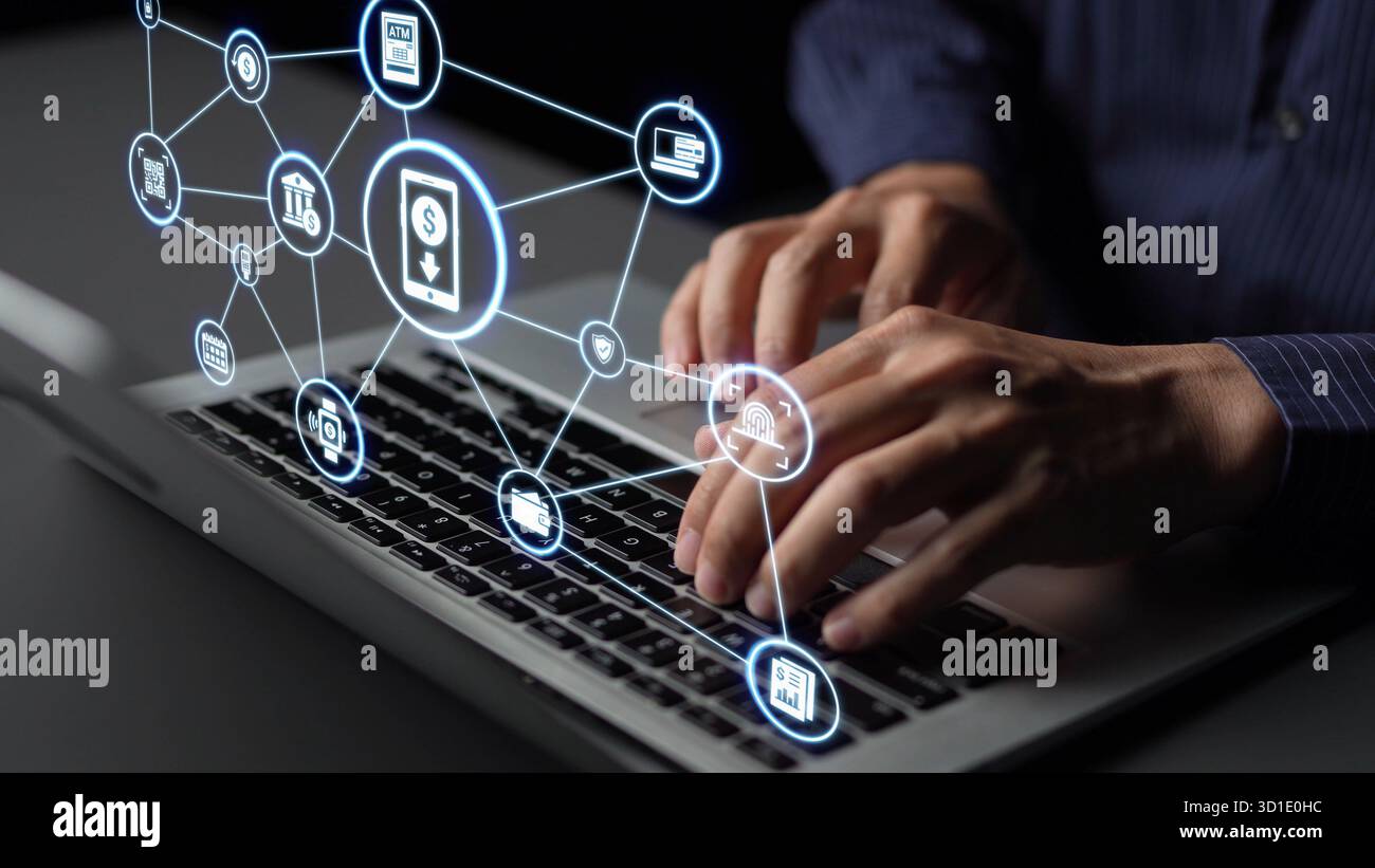 Online banking and digital banking innovation combining finance and ...