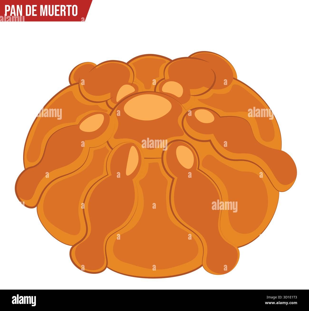 Day of The Dead Bread Isolated - Pan De Muerto Mexican Altar Offering ...