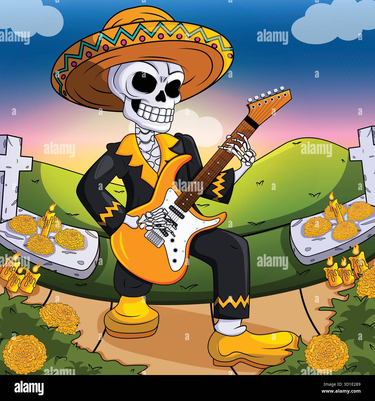Funny skeleton guitar Stock Vector Images - Alamy