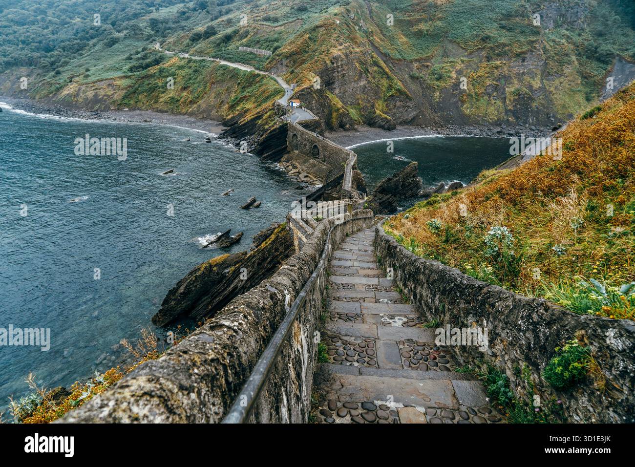 Historic Stone Steps and Bridge Descending to San Juan de Gaztelugatxe ...