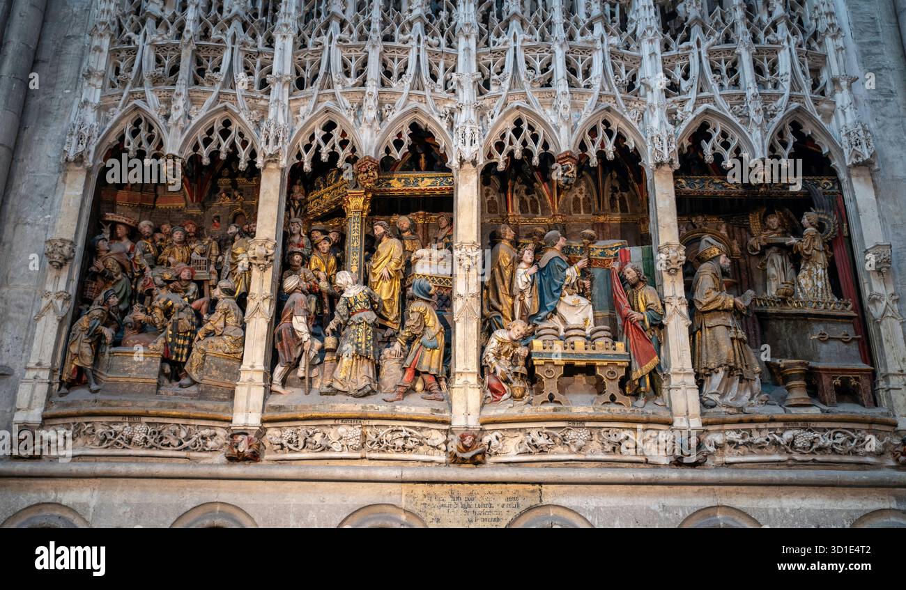 Exquisite medieval carvings with religious and bible persons inside ...