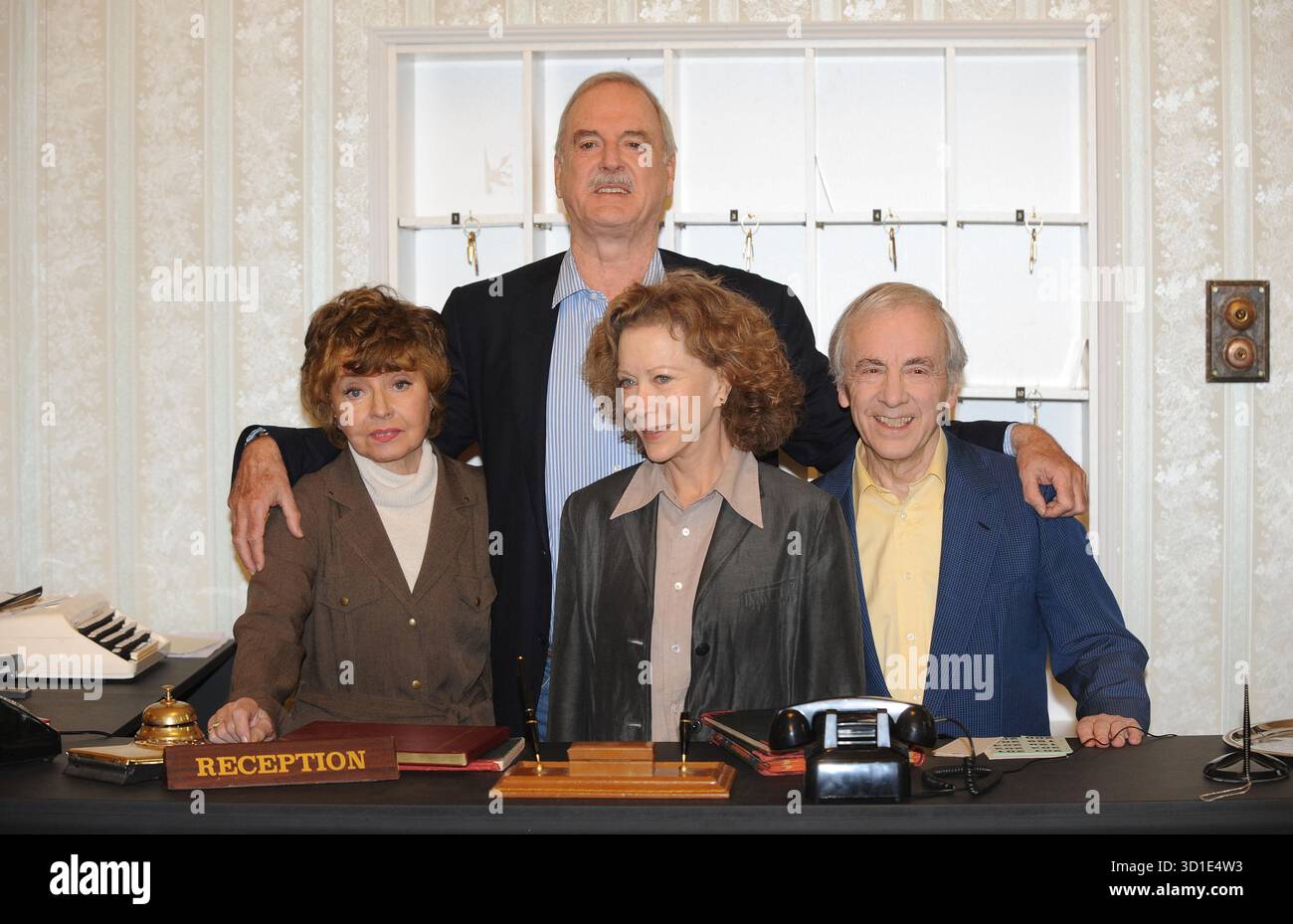 File photo dated 06/05/09 of Prunella Scales, John Cleese, Connie Booth ...