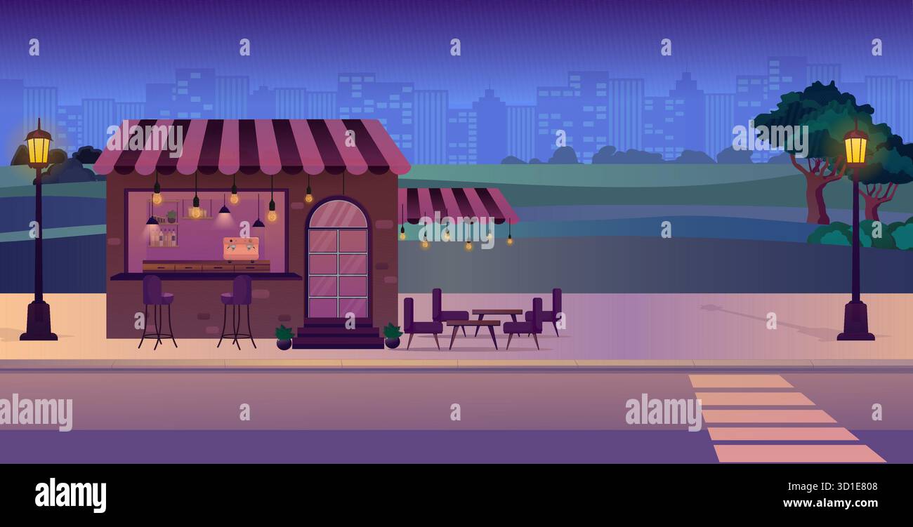 Cozy outdoor street cafe Stock Vector Images - Alamy