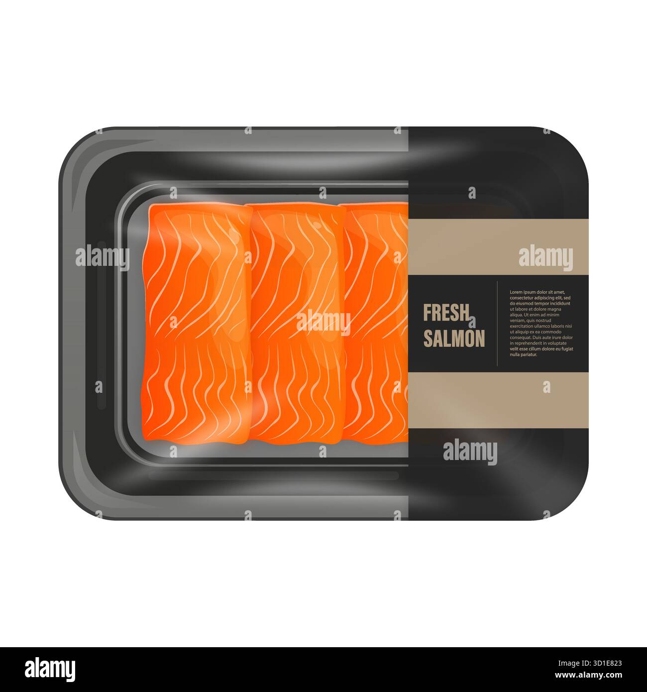 Fresh salmon fillets package Stock Vector Images - Alamy