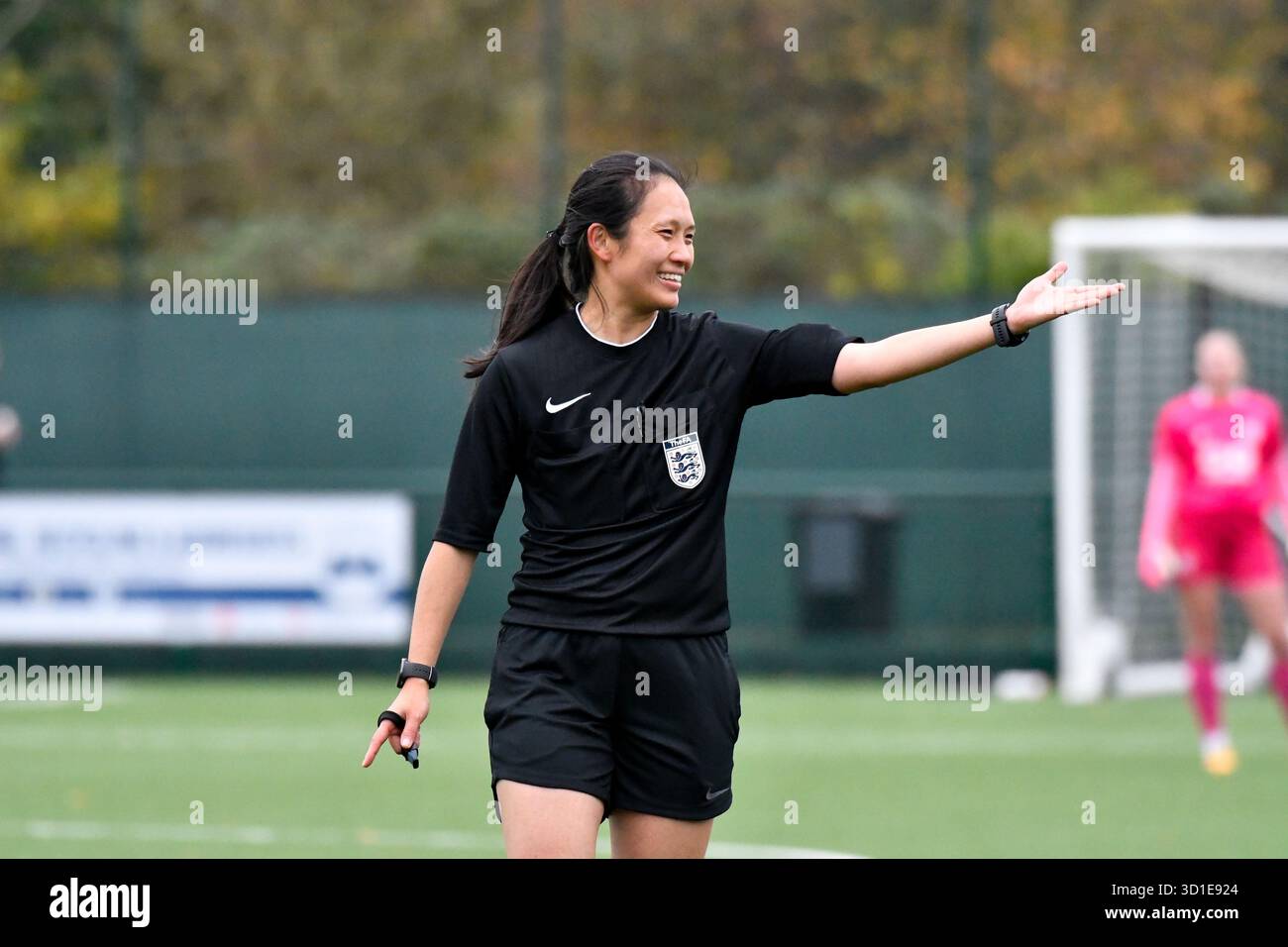 Winchester, England. 26 October 2025. Referee Pei Kew during the Adobe ...