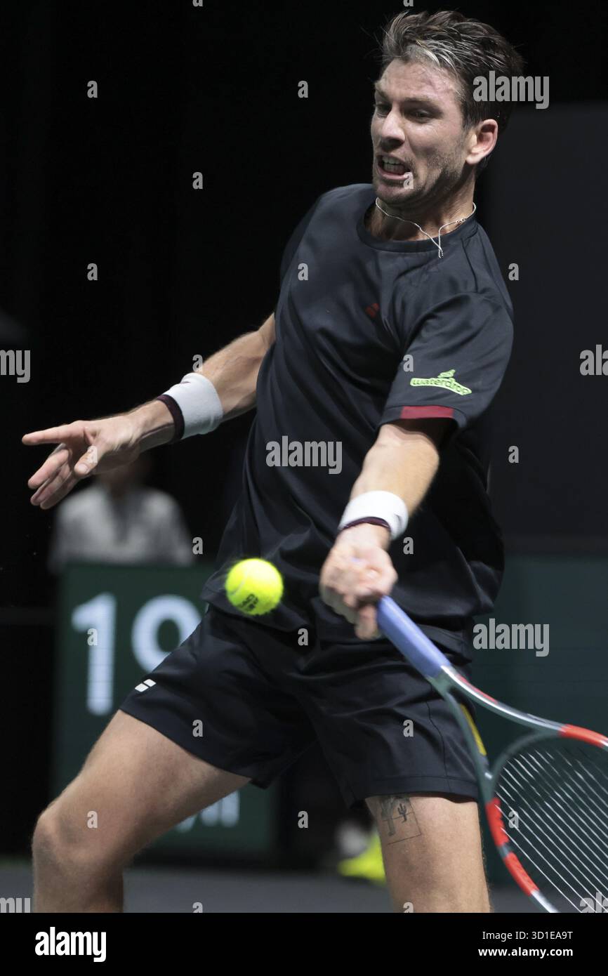 Cameron Norrie of Great Britain during day 1 of the Rolex Paris Masters ...