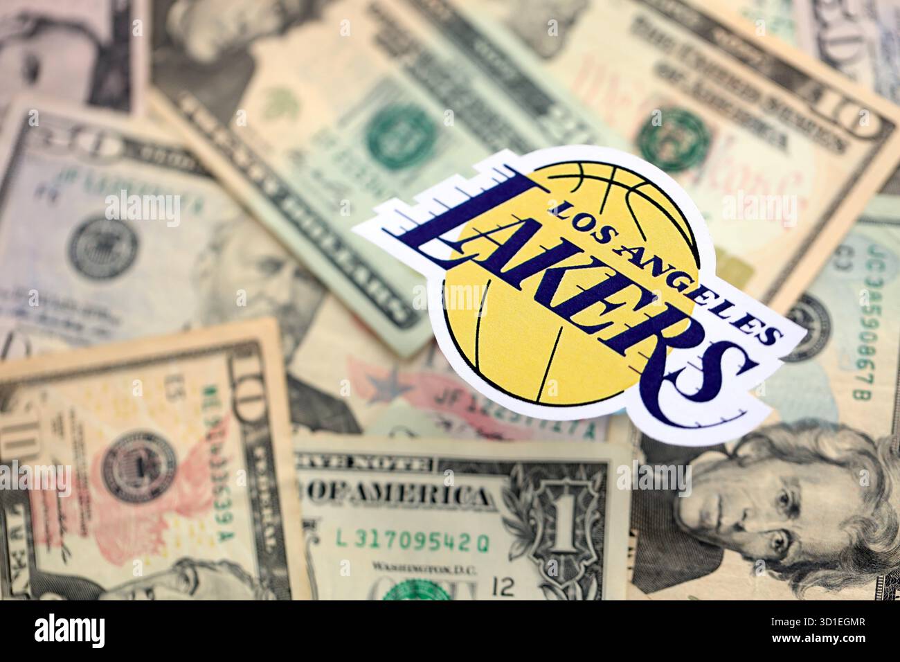 KYIV, UKRAINE - FEBRUARY 23, 2025 Los Angeles Lakers basketball team ...