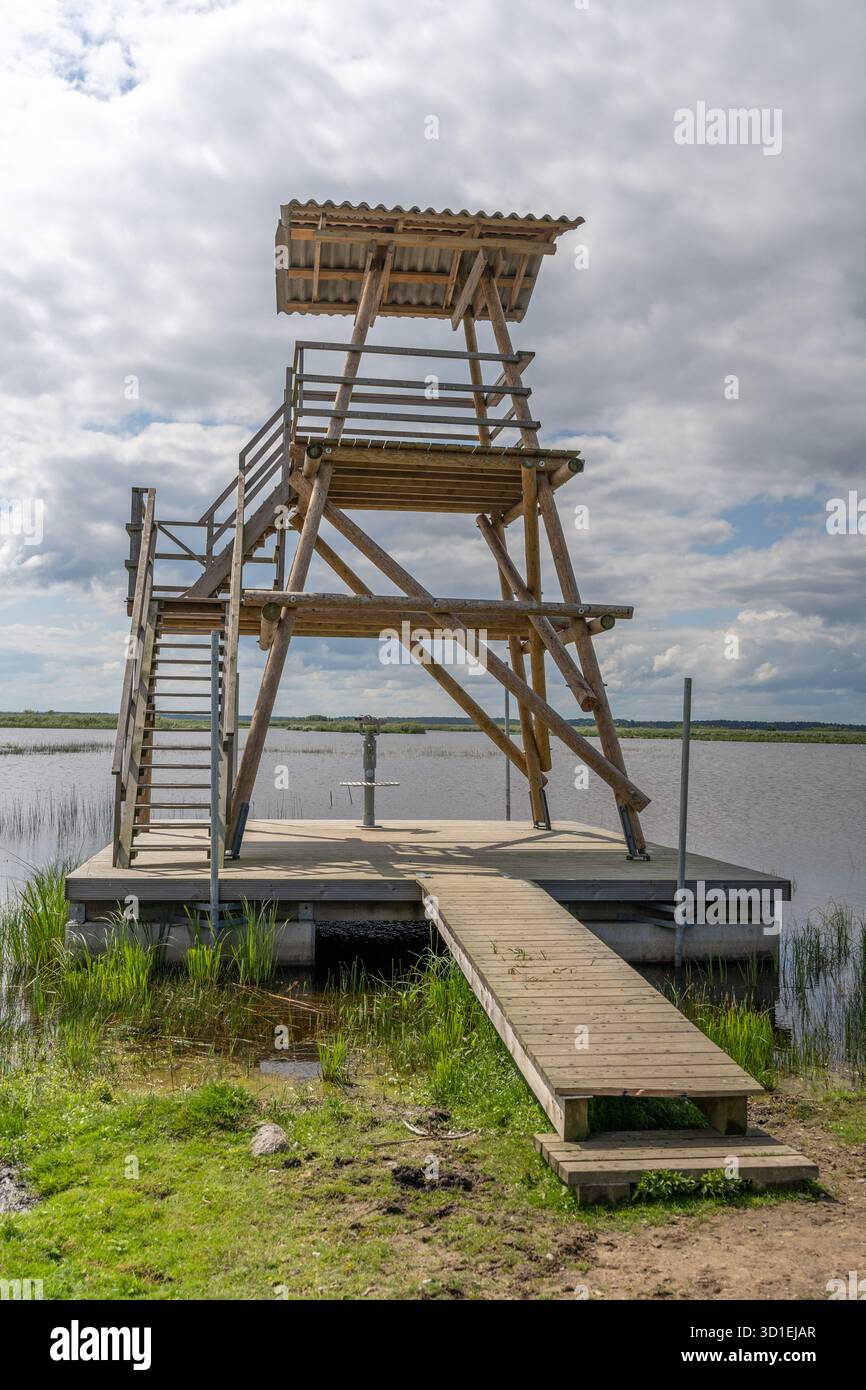 Wooden watchtower in Engure Lake Nature Park in Latvia Stock Photo - Alamy